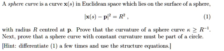 sphere curve is curve xs in euclidean space which lies on the surface ...