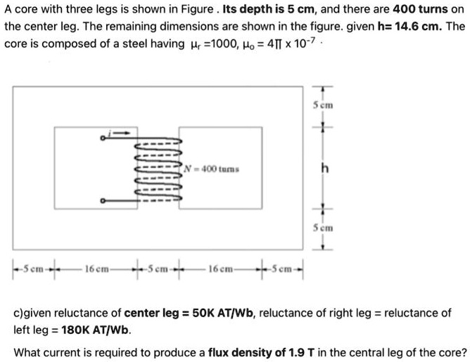 a core with three legs is shown in figure its depth is 5 cm and there ...