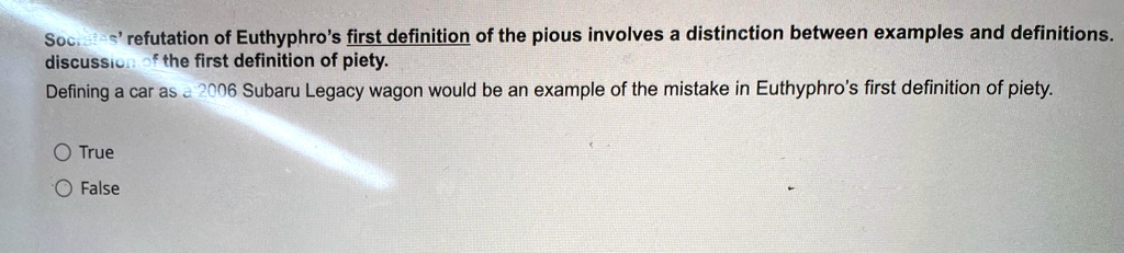 SOLVED: Soc. 's' refutation of Euthyphro's first definition of the ...