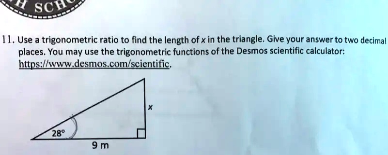 SOLVED: Use a trigonometric ratio to find the length of x in the ...