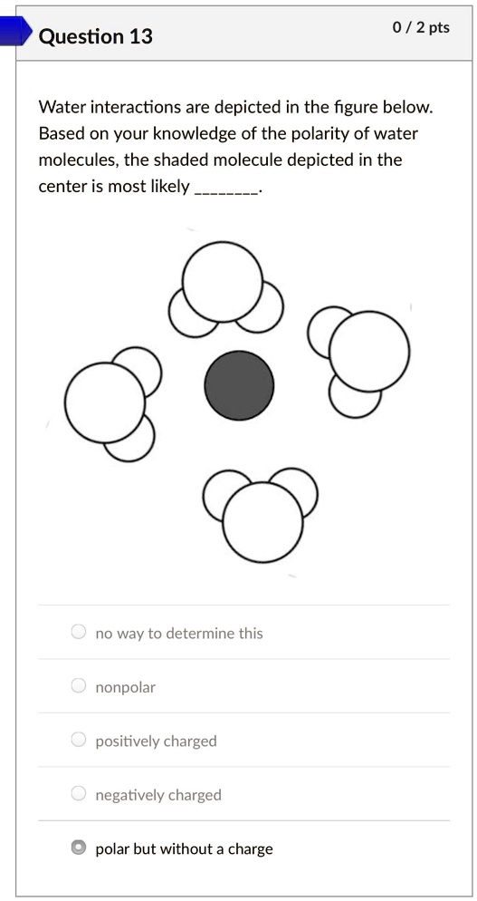 SOLVED: Question 13 0 / 2 pts Water interactions are depicted in the ... SOLVED: Question 13 0 / 2 pts Water interactions are depicted in the ...