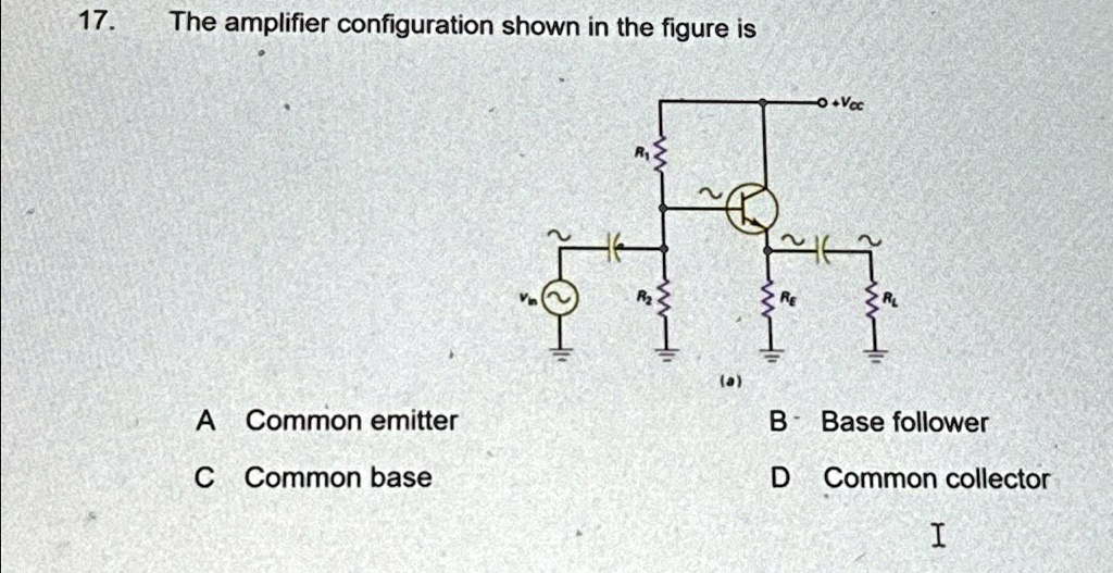 SOLVED: The amplifier configuration shown in the figure is A Common ...