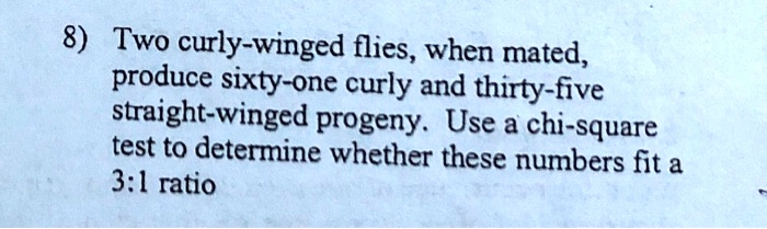 8) Two curly-winged flies, when mated, produce sixty-one curly and ...