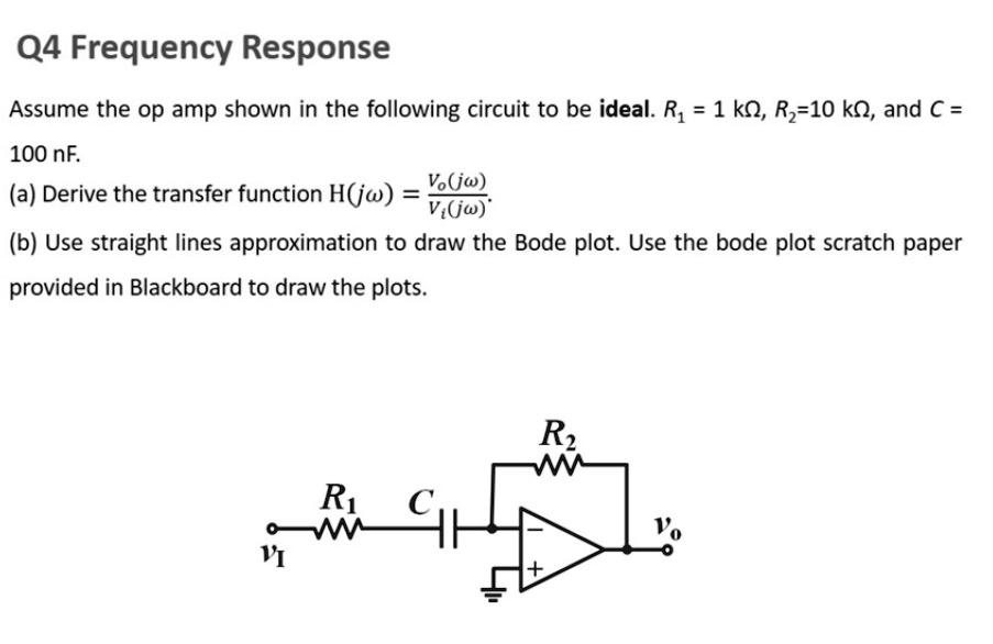 q4 frequency response assume the op amp shown in the following circuit to be ideal r1 1 k r210 k ...
