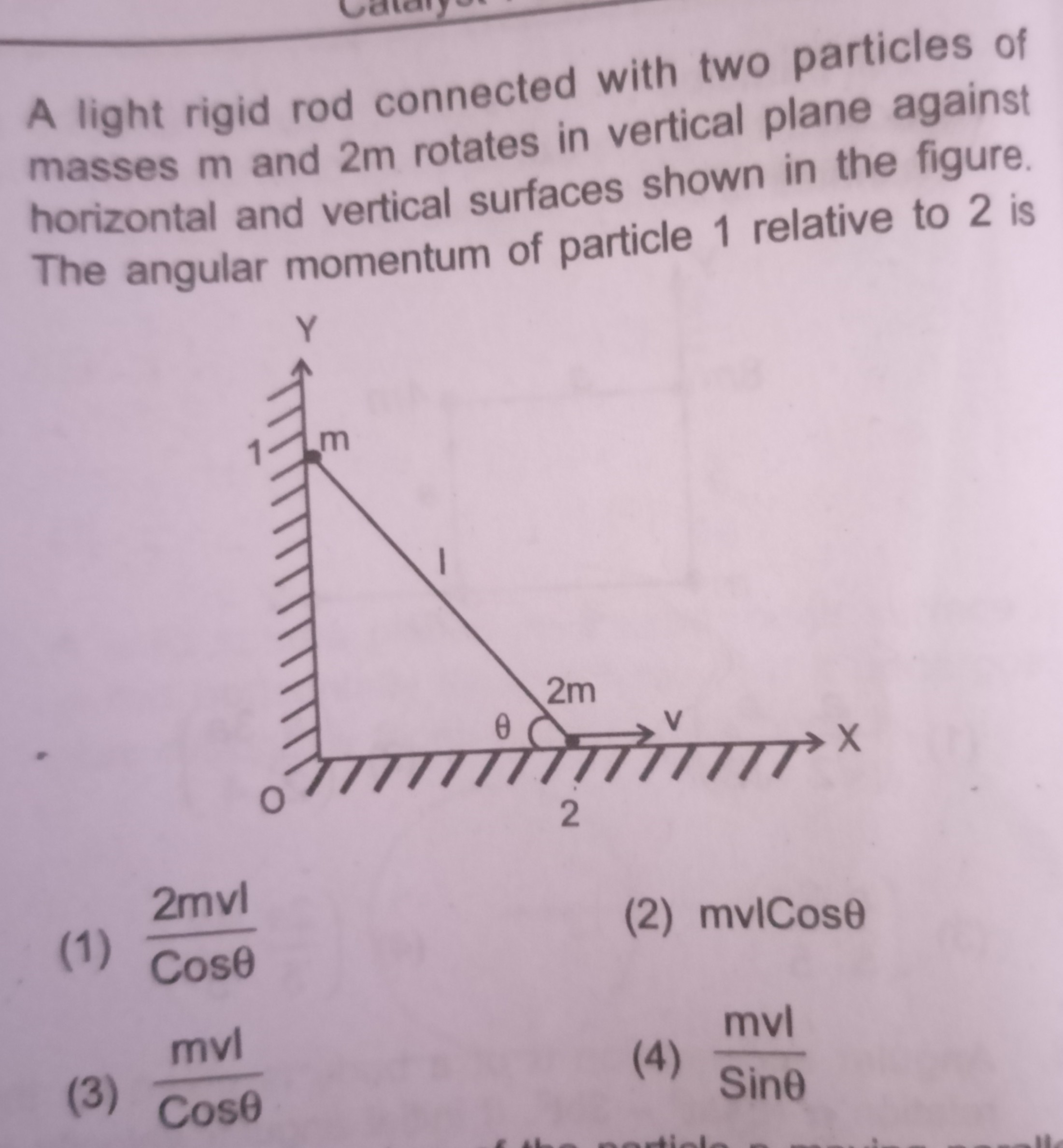 SOLVED: A light rigid rod connected with two particles of masses m and ...