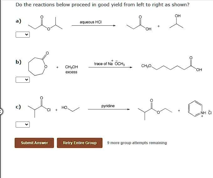Do the reactions below proceed in good yield from left to right as ...