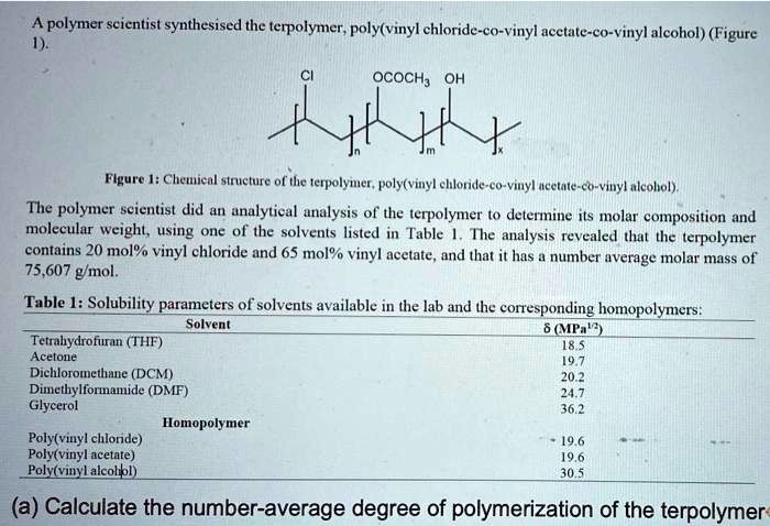 A polymer scientist synthesised the terpolymer, poly(vinyl chloride-co ...