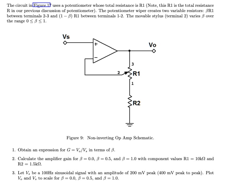 SOLVED: The circuit in Figure 1f uses a potentiometer whose total ...