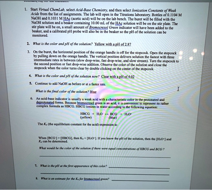 SOLVED:Start Virtual ChemLab, select Acid-Base Chemistry; and then ...