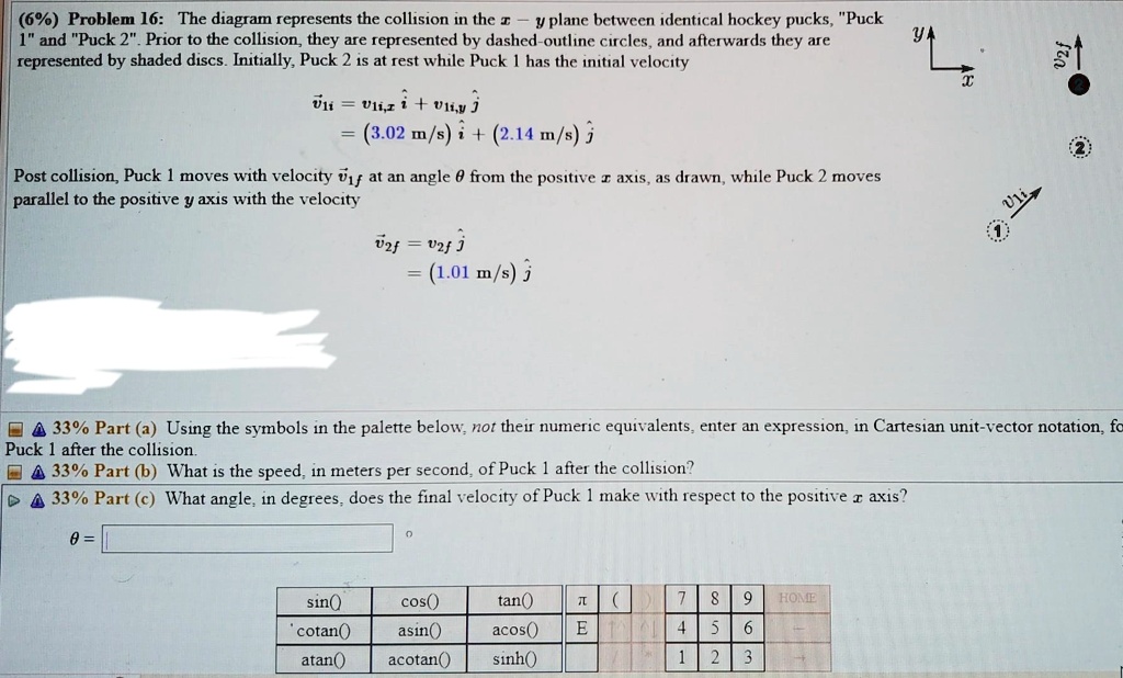 SOLVED: Texts: (6%) Problem 16: The diagram represents the collision in the -y plane between ...