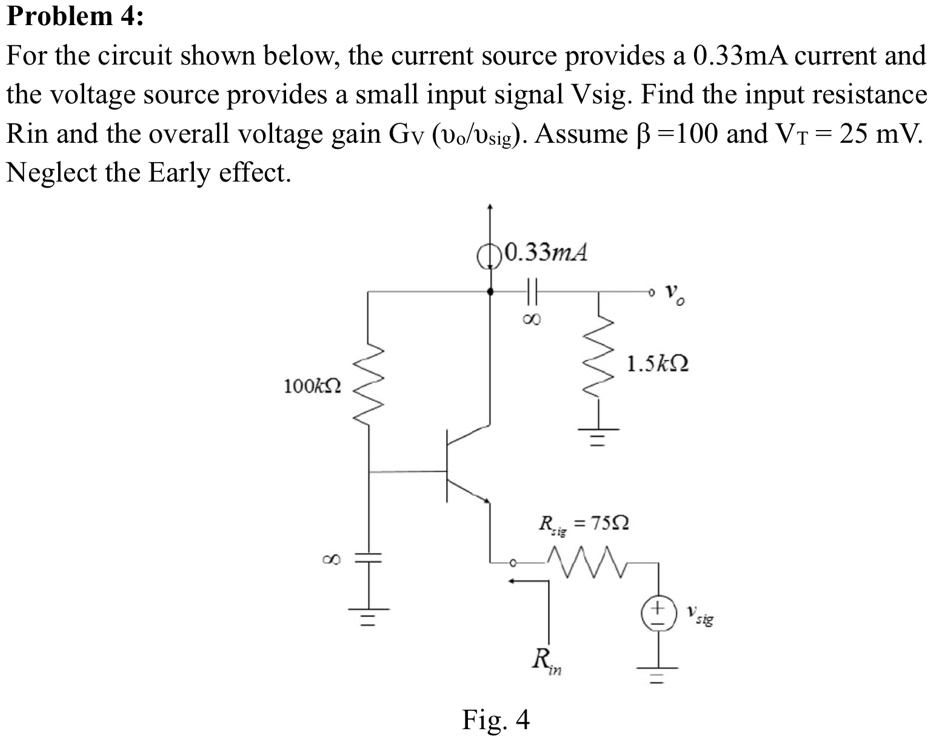 problem 4 for the circuit shown below the current source provides a 033ma current and the ...