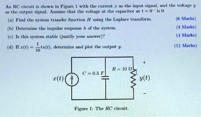 An RC circuit is shown in Figure 1 with the current x as the input ...