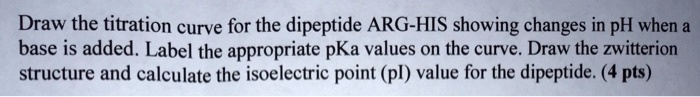 Draw the titration curve for the dipeptide ARG-HIS showing changes in ...