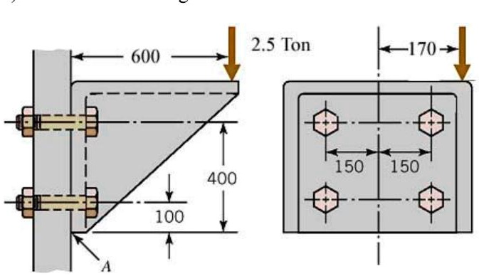 SOLVED: Shown in the figure is a cantilever bracket, using 4 tightly ...