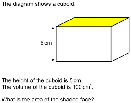 SOLVED: The diagram shows a cuboid: 5 cm The height of the cuboid is ...