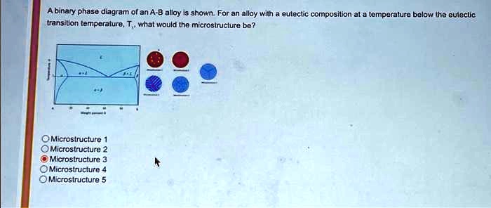 SOLVED: A binary phase diagram of an A-B alloy is shown. For an alloy with a eutectic ...