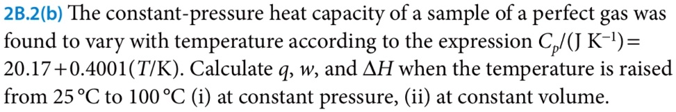 2b2b the constant pressure heat capacity of a sample of a perfect gas ...