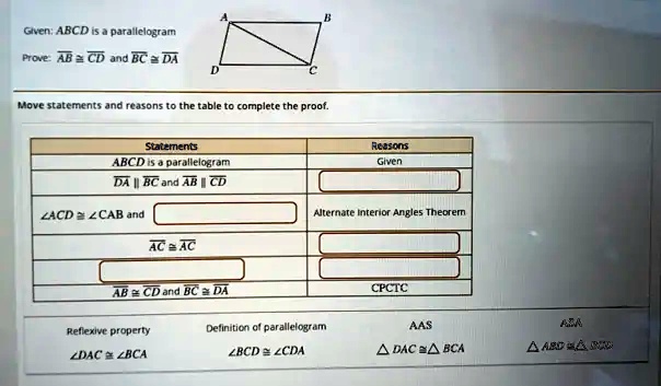 glen arcd t parallclogram prove ab cd and bc 2 da move stalcments jnd ...