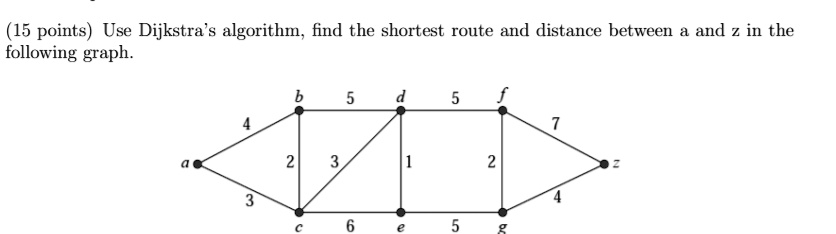 15 Points Use Dijkstras Algorithm Find The Shortest Route And Distance 6754