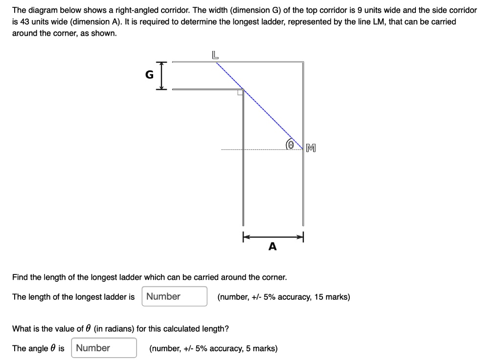 SOLVED: The diagram below shows right-angled corridor: The width ...