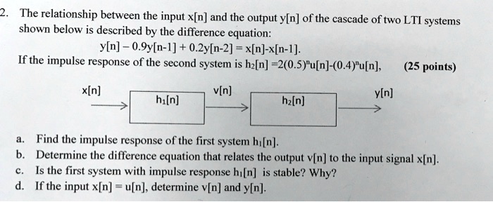 SOLVED: The relationship between the input x[n] and the output y[n] of the cascade of two LTI ...
