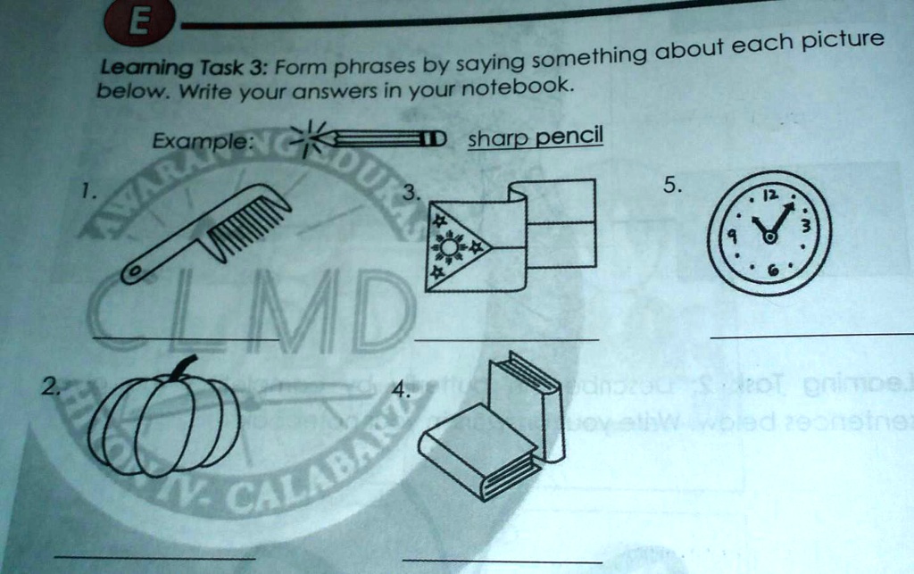 learning task 3 form phrases by saying something about each picturebelow write your answers in ...