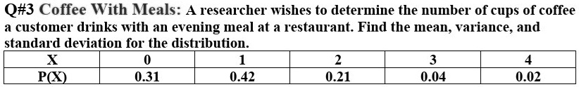Q#3 Coffee With Meals: A researcher wishes to determine the number of ...