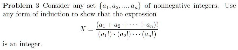 problem 3 consider any set a1a2a of nonnegative integers use any form of induction to show that ...