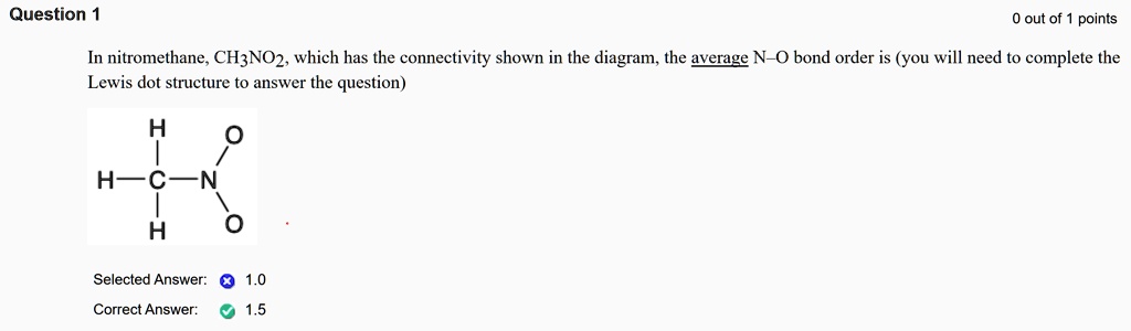 SOLVED: Question out of points In nitromethane CH3NO2, which has the ...