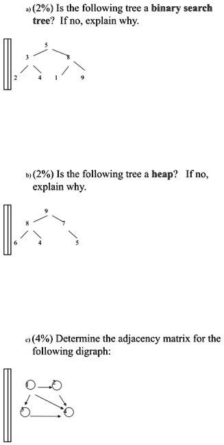 SOLVED: Is the following tree a binary search tree? If not, explain why ... SOLVED: Is the following tree a binary search tree? If not, explain why ...