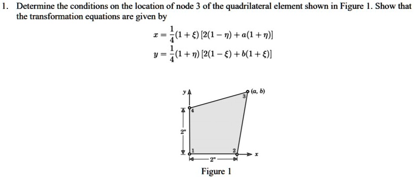 1. Determine the conditions on the location of node 3 of the quadrilateral element shown in ...