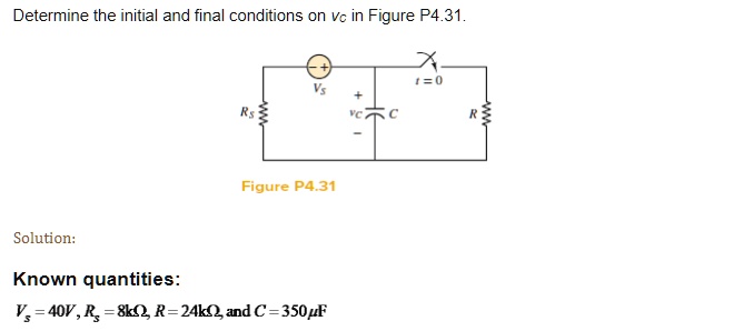 SOLVED: Determine the initial and final conditions on Vc Determine the ...