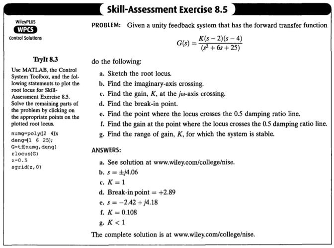 Skill-Assessment Exercise 8.5 WileyPLUS WPCS Control Solutions PROBLEM ... Skill-Assessment Exercise 8.5 WileyPLUS WPCS Control Solutions PROBLEM ...