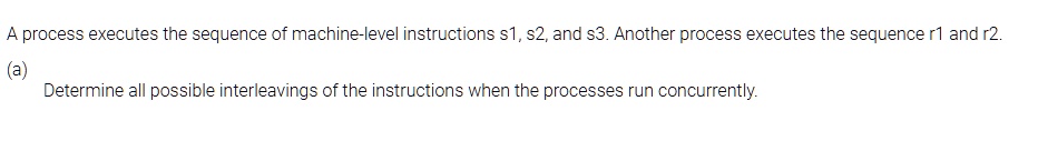 A process executes the sequence of machine-level instructions s1, s2 ...