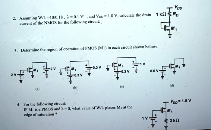 VDD = 2. Assuming W/L = 10/0.18, Vt = 0.1V, and Vpp = 1.8V, calculate ...