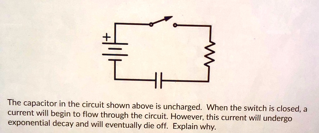 SOLVED: The capacitor in the circuit shown above is uncharged. When the ...