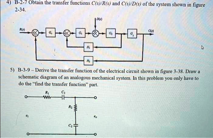 4) B-2-7 Obtain the transfer functions C(s)/R(s) and C(s)/D(s) of the ...