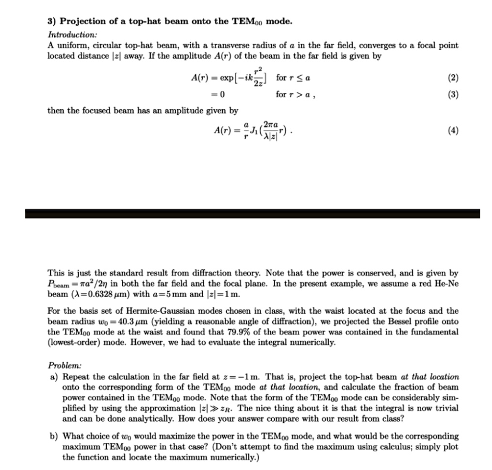 3 projection of a top hat beam onto the temoo mode introduction a ...