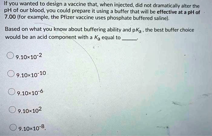 Solved If You Wanted To Design A Vaccine That When Injected Did Not Dramatically Alter The Ph