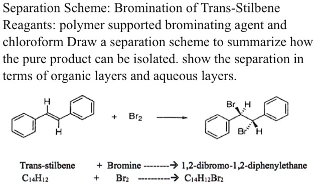 SOLVED: Separation Scheme: Bromination of Trans-Stilbene Reagents ...