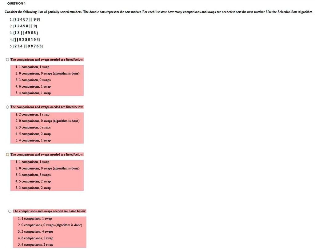SOLVED: Consider the following lists of partially sorted numbers. The ...