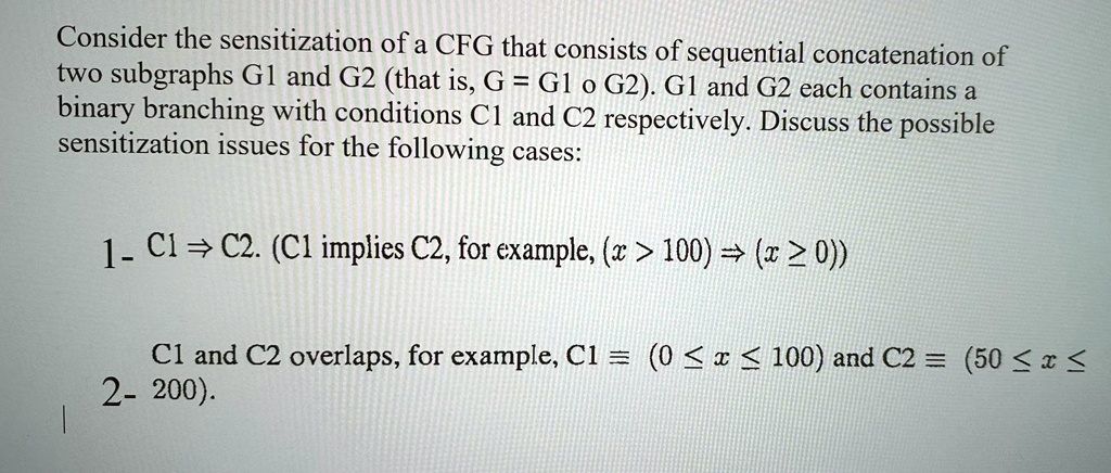 Consider the sensitization of a CFG that consists of sequential ...