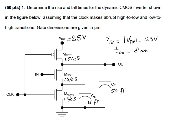 SOLVED: Determine the rise and fall times for the dynamic CMOS inverter ...