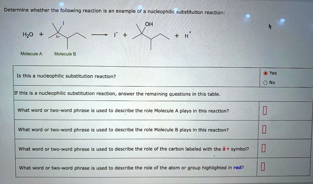 SOLVED: Determine whether the following reaction is an example of a ...