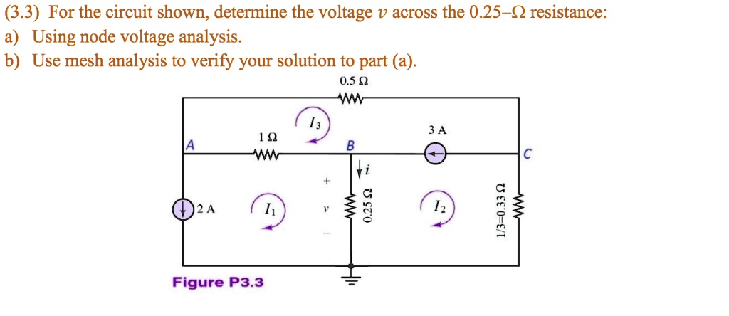 SOLVED: ****ONLY DO PART B***** (3.3) For the circuit shown, determine the voltage v across the ...