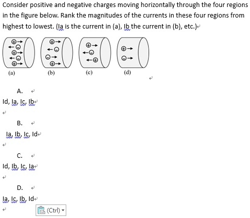 consider positive and negative charges moving horizontally through the ...
