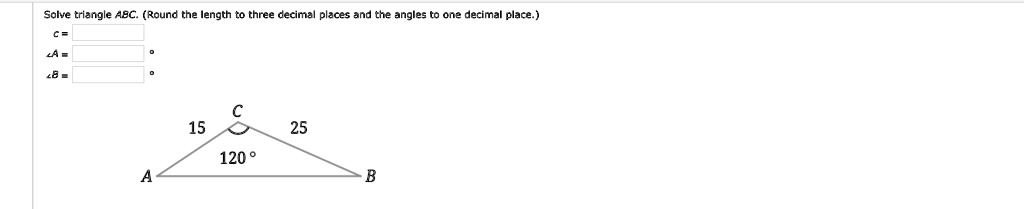 salve triangle abc round the length three decimal places and the angles ...