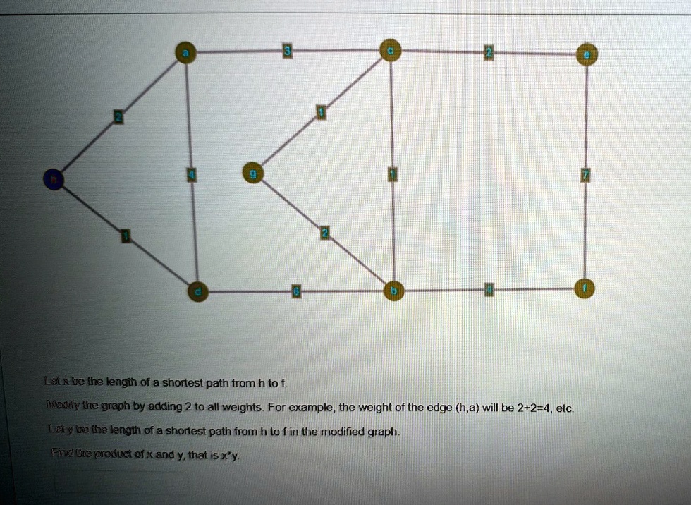 SOLVED: Text: Let x be the length of a shortest path from h to f ...