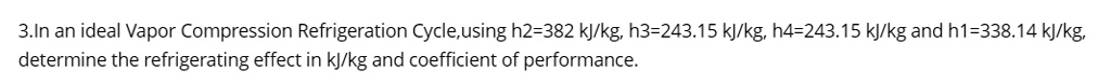 SOLVED: determine the refrigerating effect in kj/kg and coefficient of ...