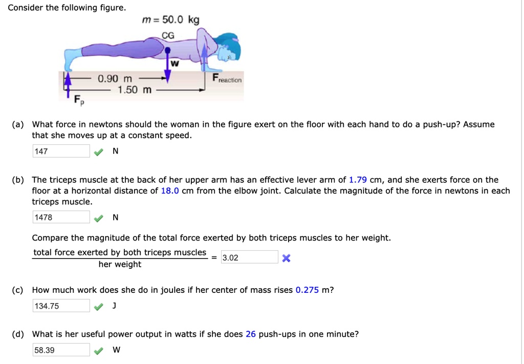 SOLVED: Consider the following figure: m = 50.0 kg CG 0.90 m 350 m ...